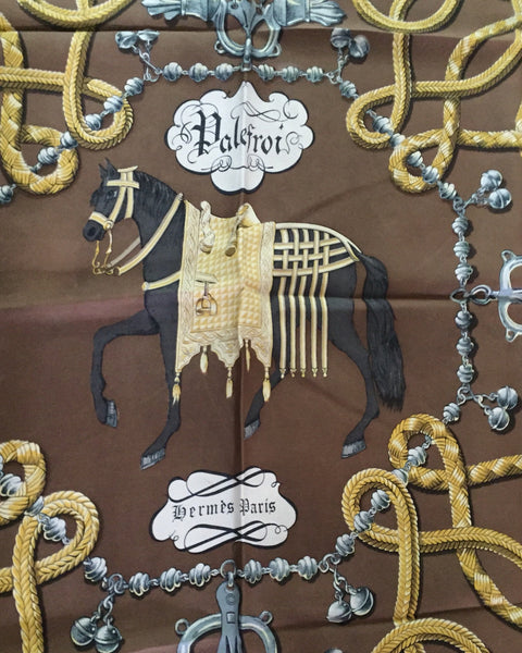 NOW SOLD Hermes Brown Silk Scarf, Cheval Palefroi, Vintage Ladies Acce ...